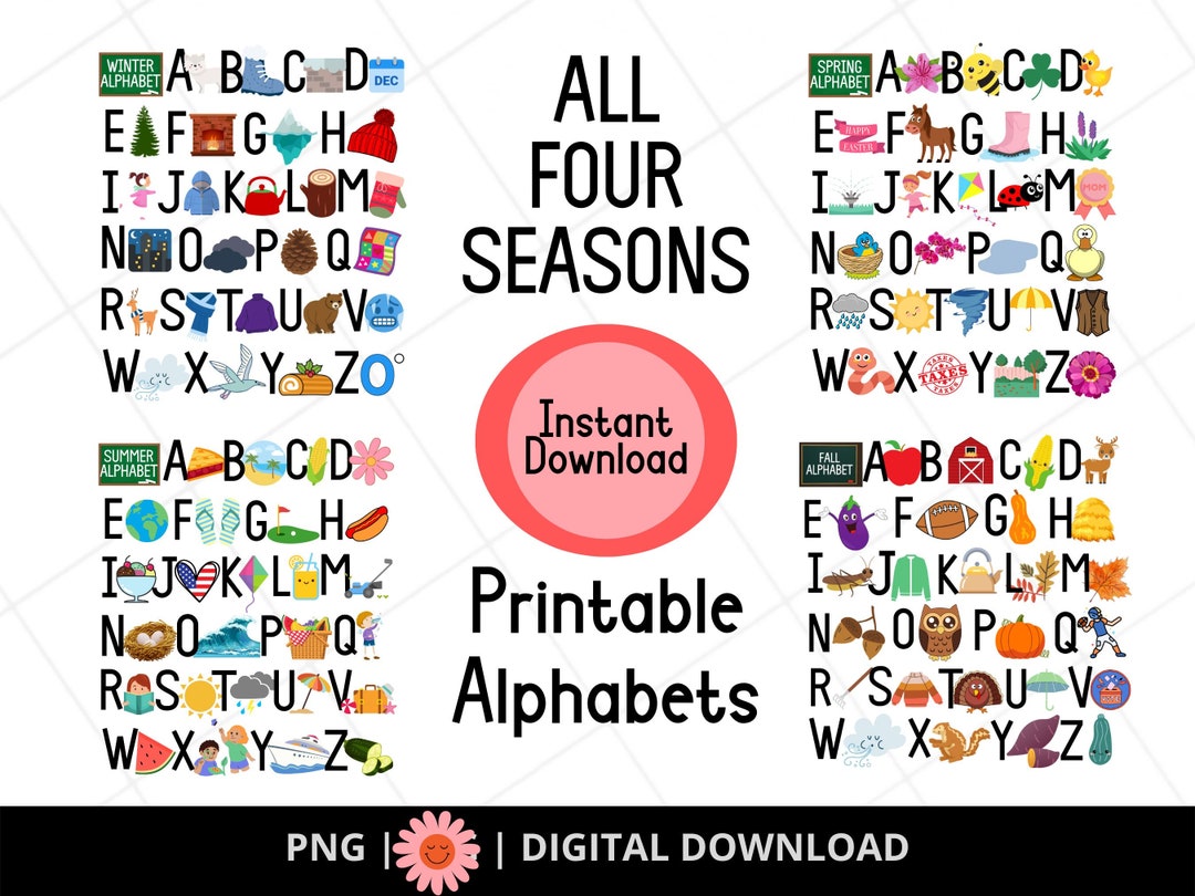 ABC Printable Seasons Spring Summer Fall Winter Png Pre-k Teacher Png ...
