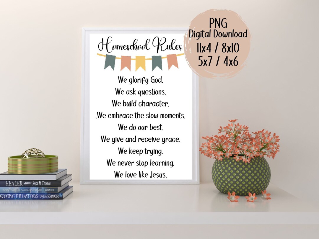 Homeschool Rules Christian Homeschool Decor Homeschooling Poster ...