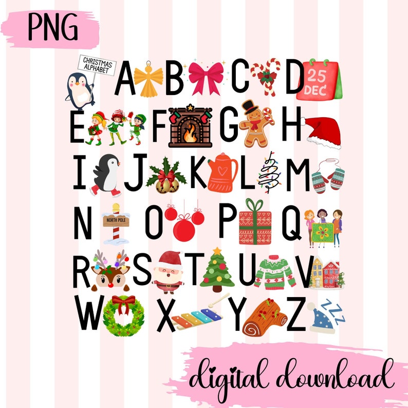 Christmas Alphabet PNG: Teacher Holiday Shirt Sublimation (digital ...