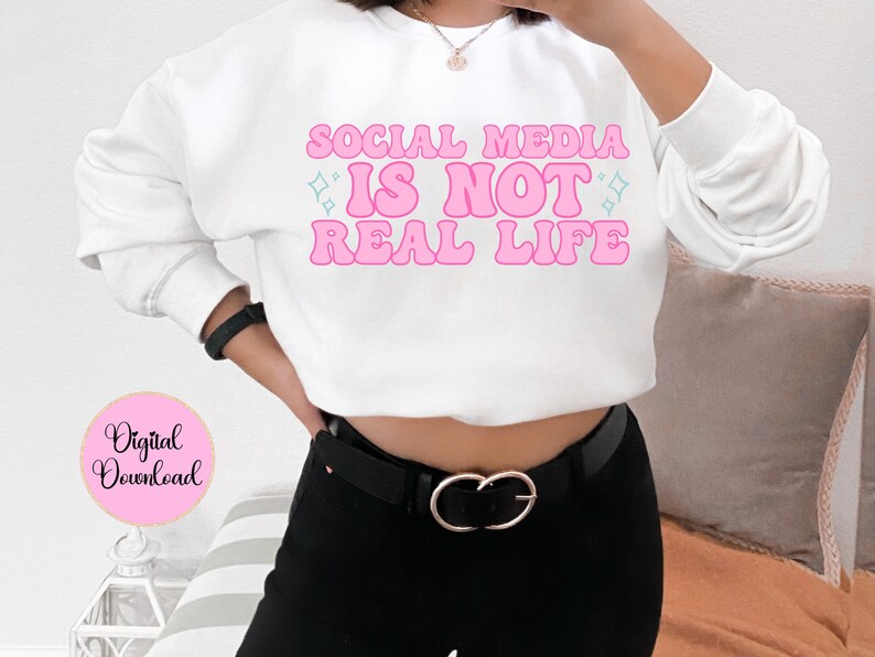 Social Media is Not Real Life PNG Retro Hot Pink Quote PNG - Etsy