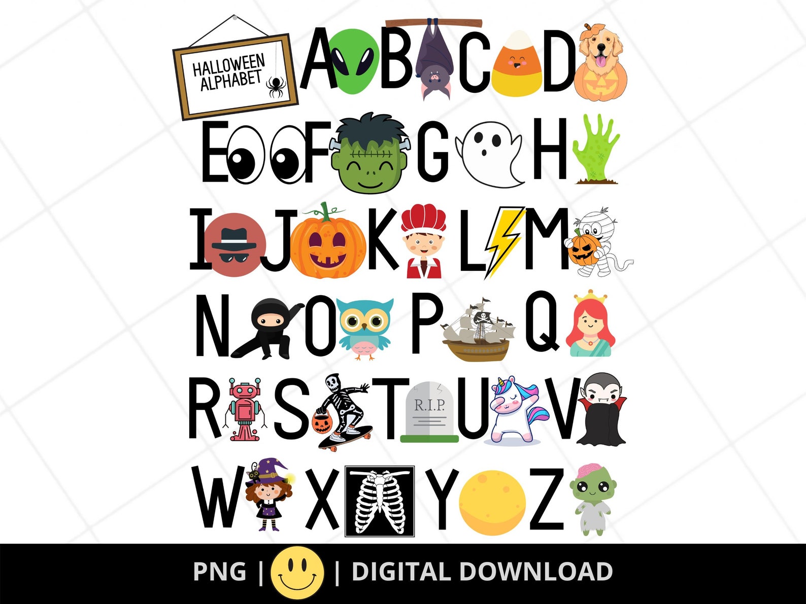 Halloween Teacher Png Halloween Alphabet PNG Teacher Png - Etsy