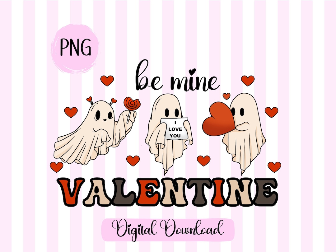 Valentine's Day Ghost Png Ghosts With Hearts Graphic Retro Ghost ...