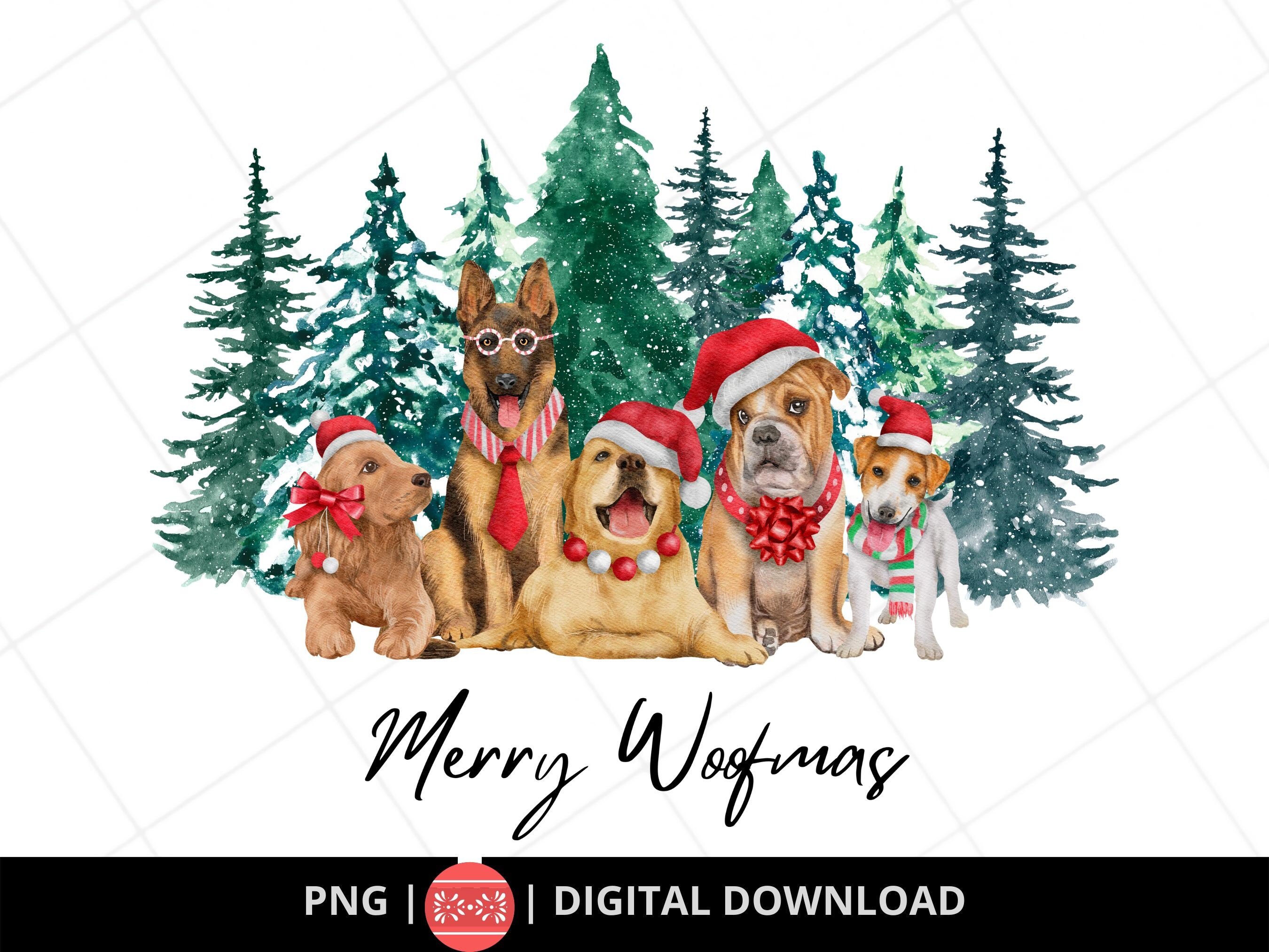 Merry Woofmas PNG: Christmas Dog Clipart (digital Download) - Etsy