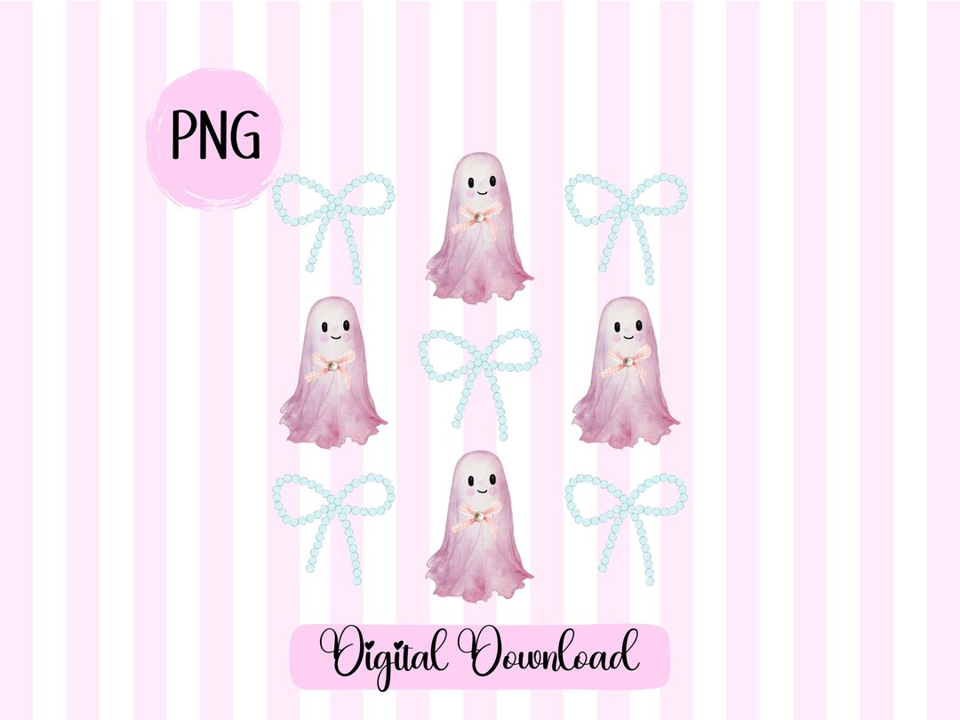 Watercolor Preppy Ghost PNG: Pearls and Bows (digital Download) - Etsy