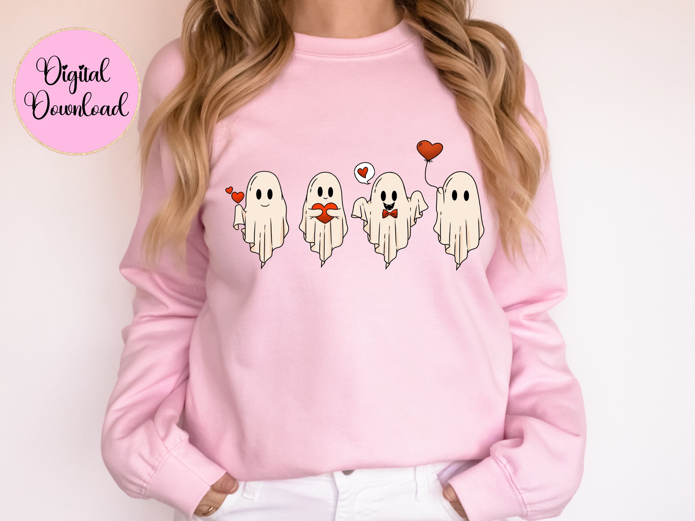 Valentine's Day Ghost Png Ghosts With Hearts Graphic Retro - Etsy