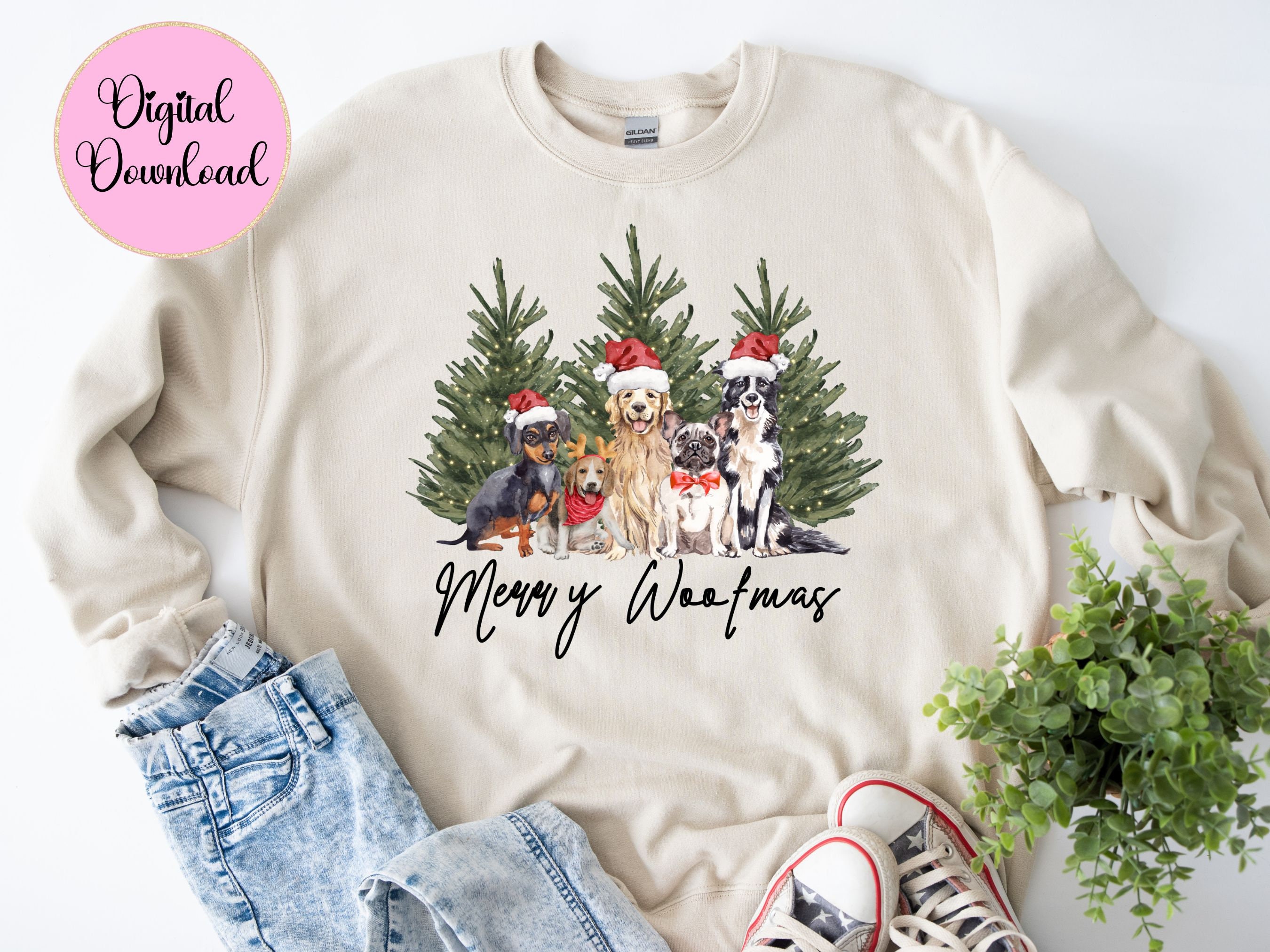 Merry Woofmas PNG: Christmas Dog Clipart (digital Download) - Etsy
