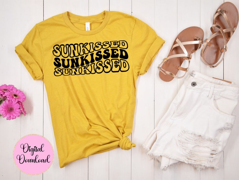 Sunkissed Svg Wavy Letters Vintage Retro Font Beach Sunshine Etsy