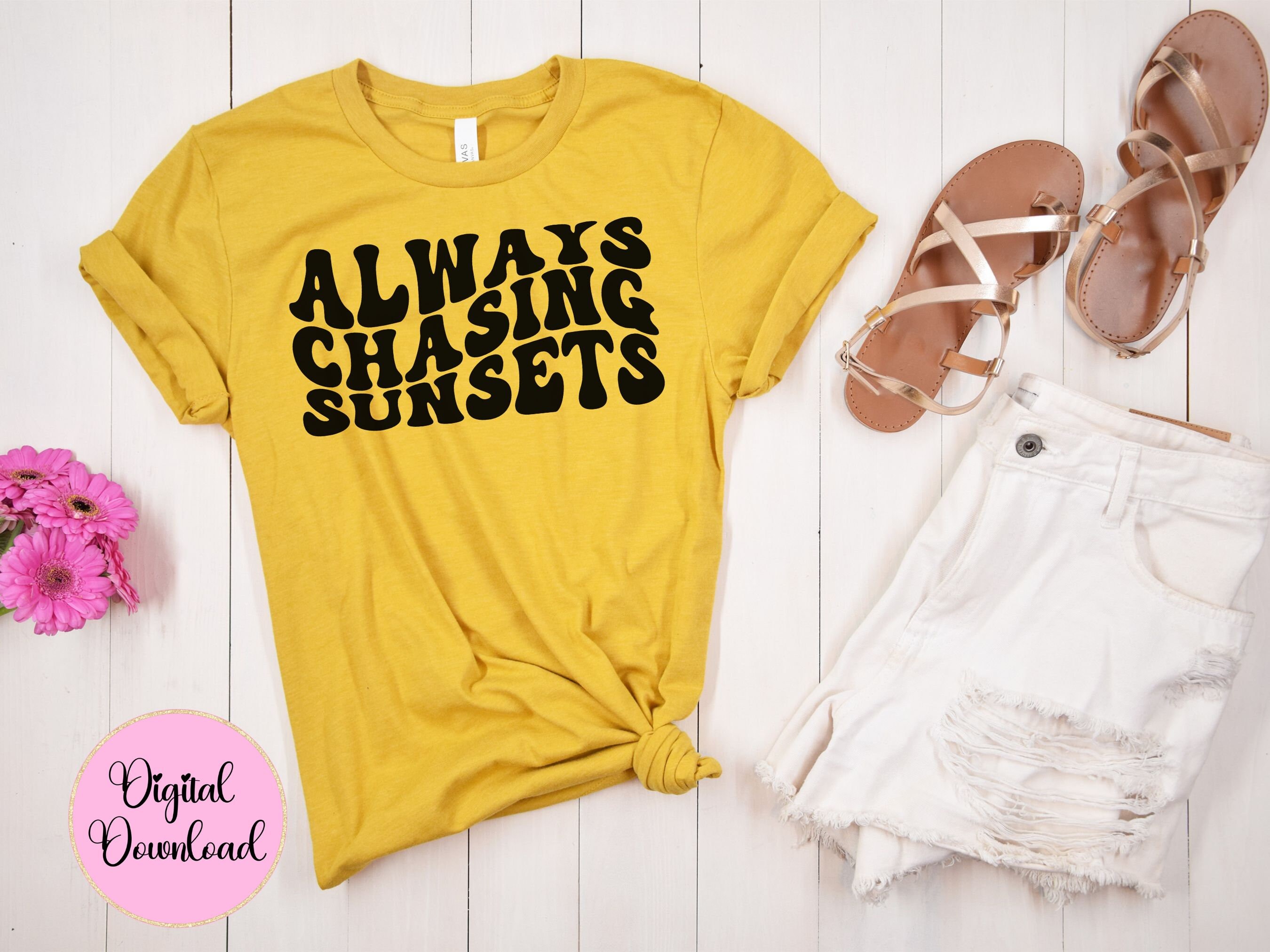 Always Chasing Sunsets SVG: Retro Font, Beach Summer Design (digital ...