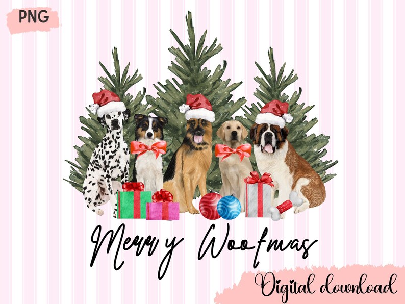 Merry Woofmas Png Christmas Dog Clipart Png Dog Bandana Png - Etsy