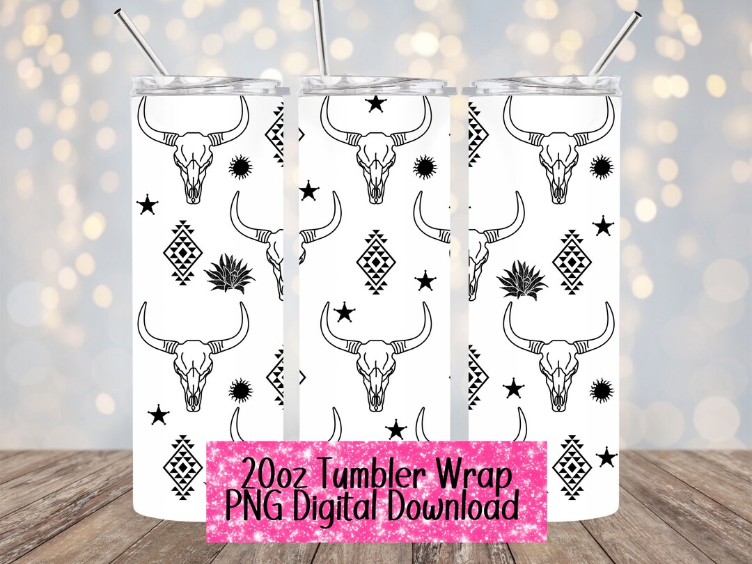Western 20oz Tumbler Wrap Png Gothic Western Png Longhorn Collage Png ...