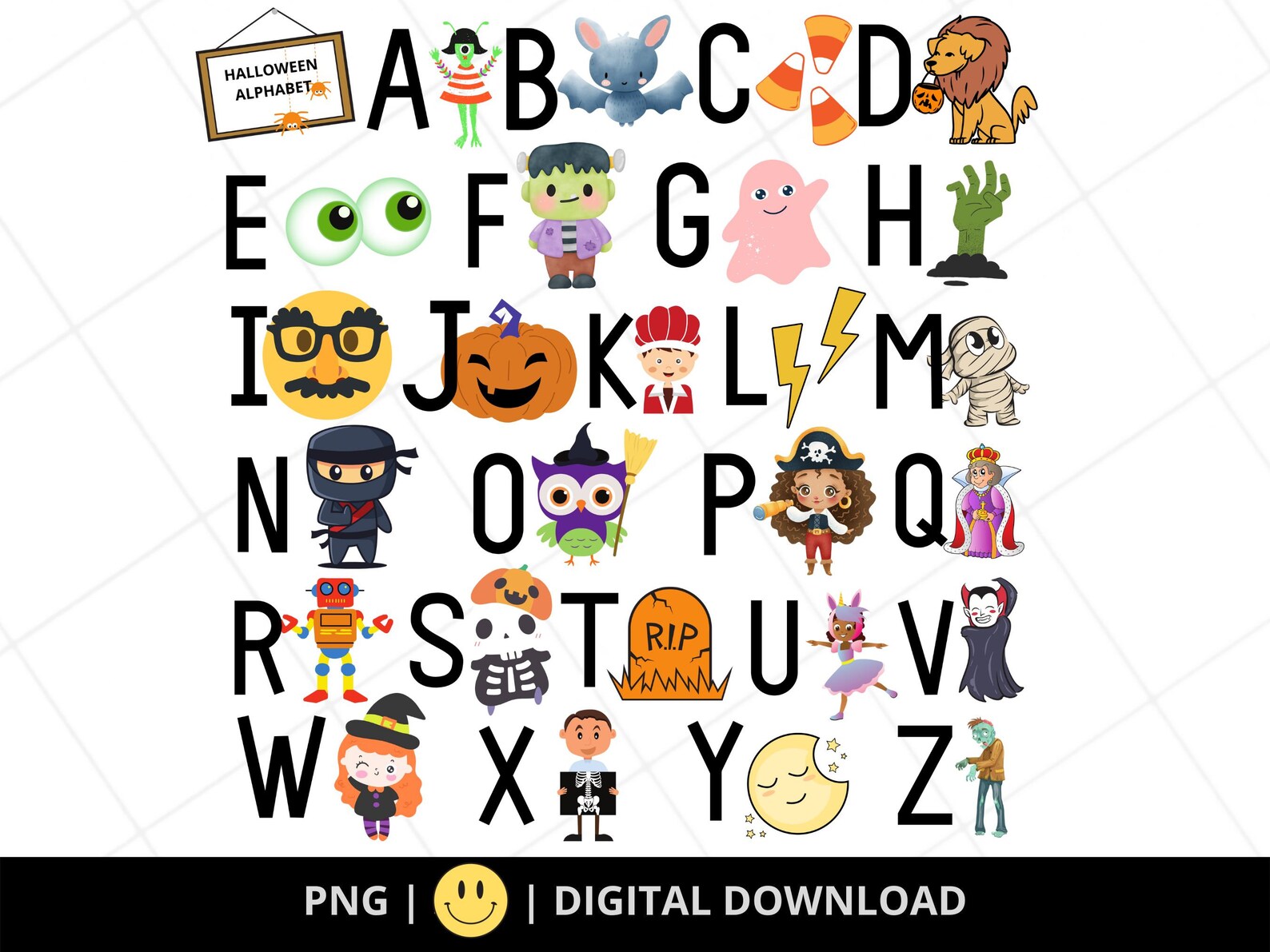Halloween Teacher Png Halloween Alphabet PNG Teacher Png - Etsy