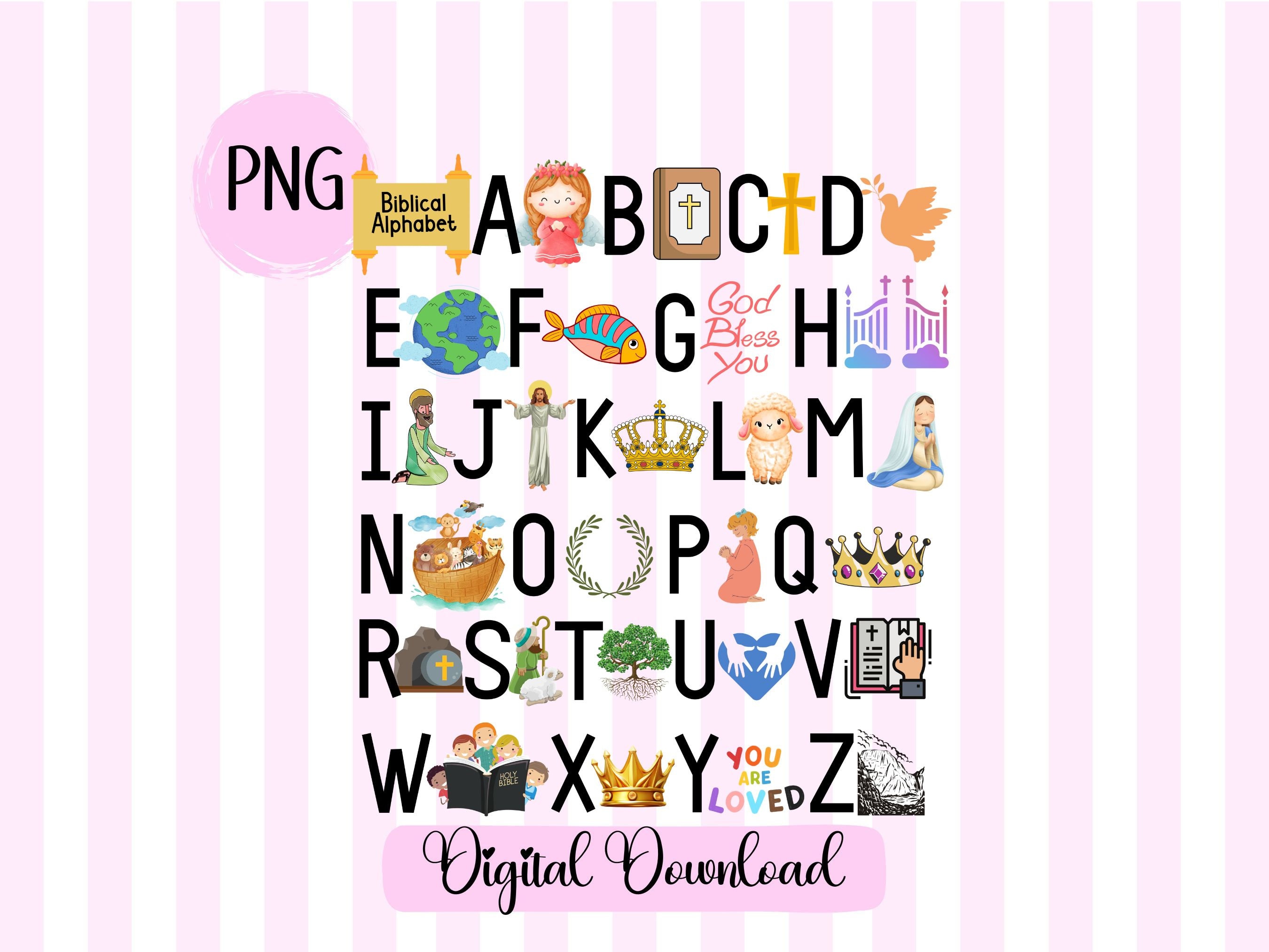 Alfabeto bíblico png Escuela Dominical PNG Maestro png Jesús - Etsy México