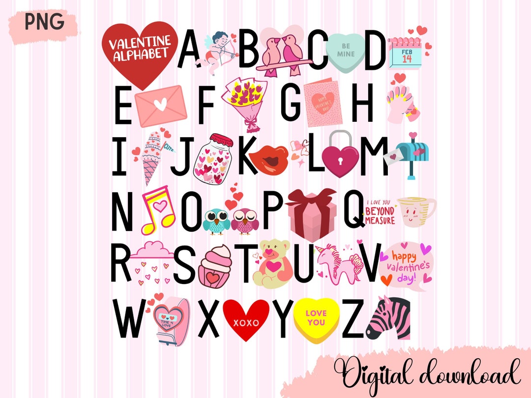 Valentine Teacher Png Valentine Alphabet PNG Teacher Png - Etsy