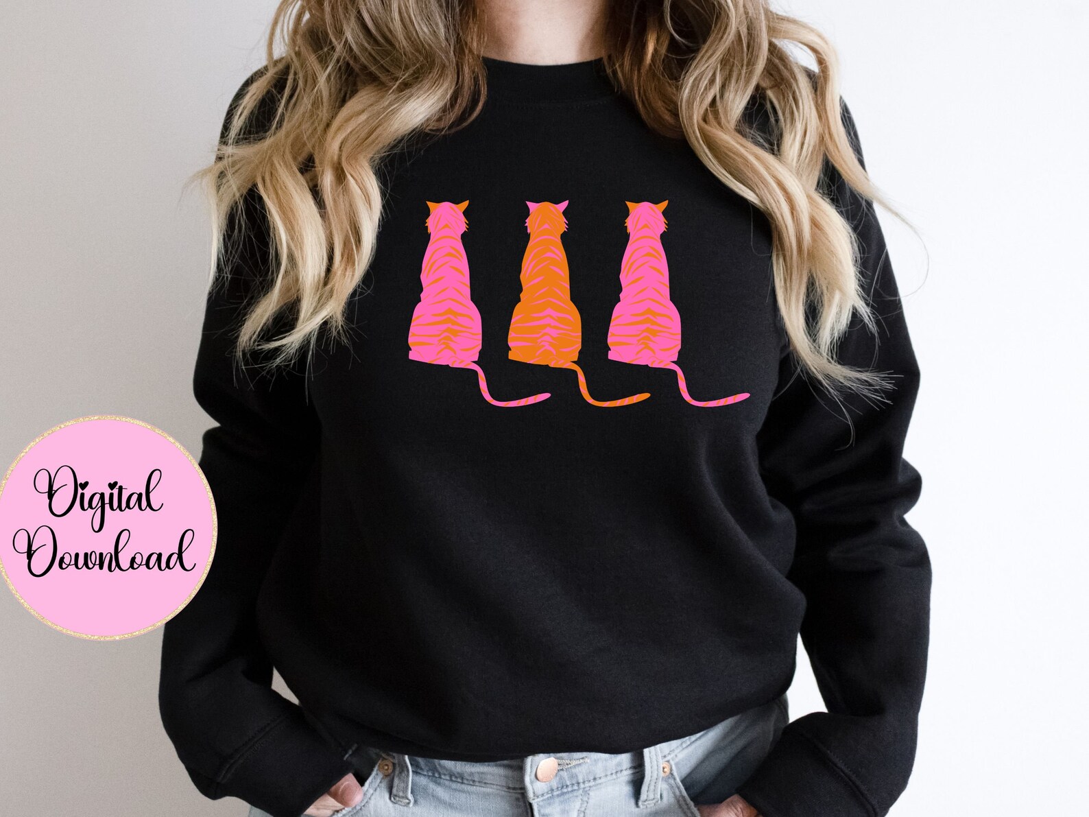 Preppy Tiger SVG File Pink and Orange Tiger Stripes Trendy Png - Etsy