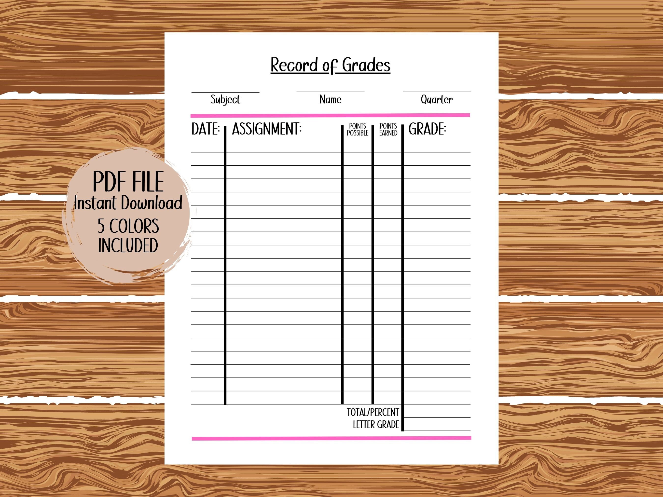 8x10 Printable Teacher Grade Book Printable Library Wall Art Welcome