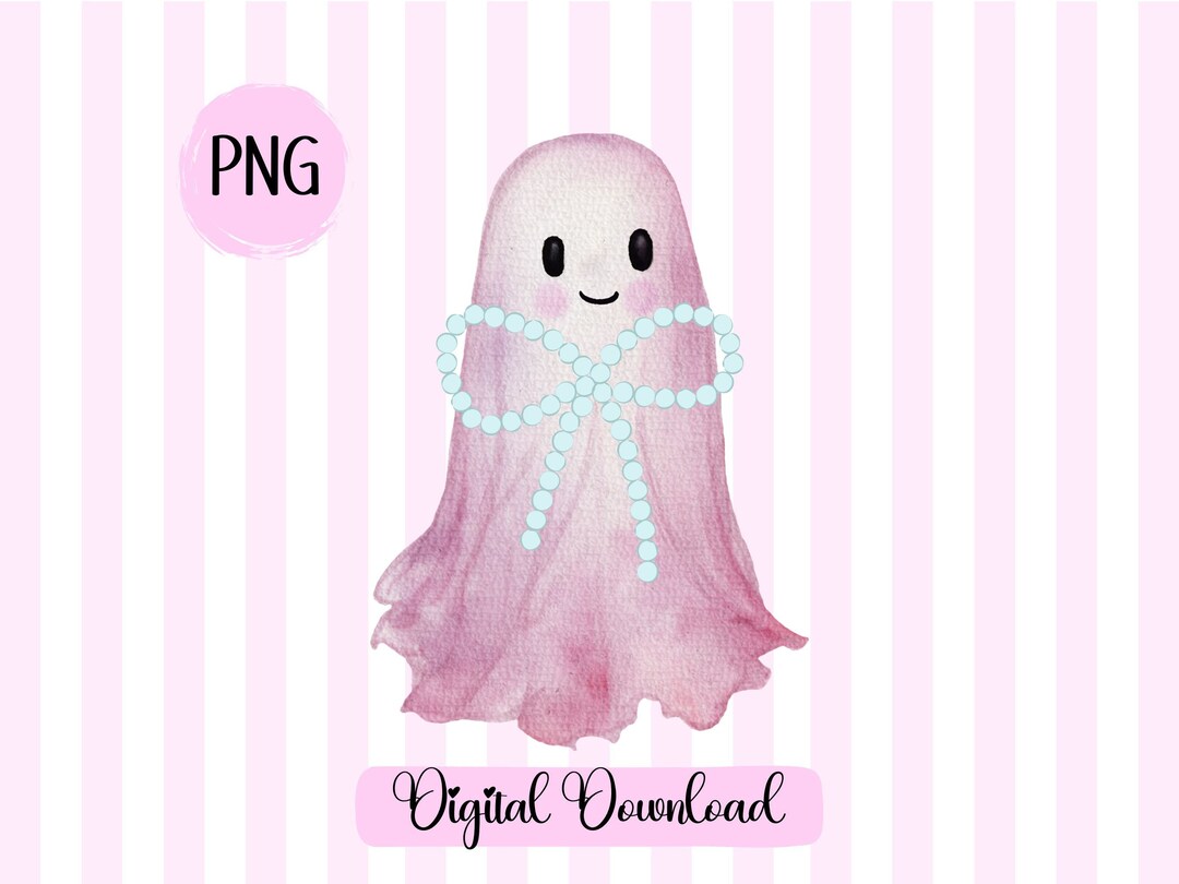 Watercolor Preppy Ghost Png Pearls and Bows Png Coquette Aesthetic Png ...