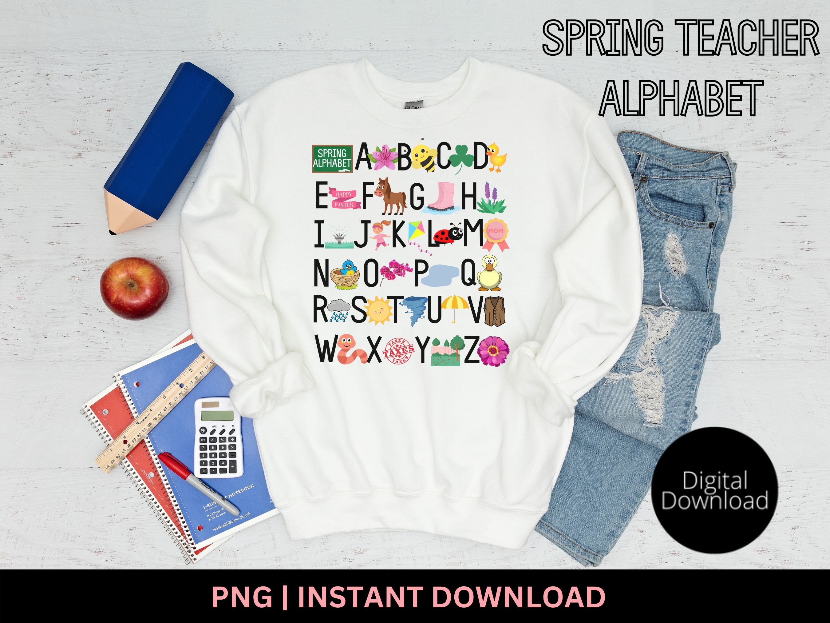 Spring Teacher Png Alphabet PNG Teacher Png Teacher Spring - Etsy