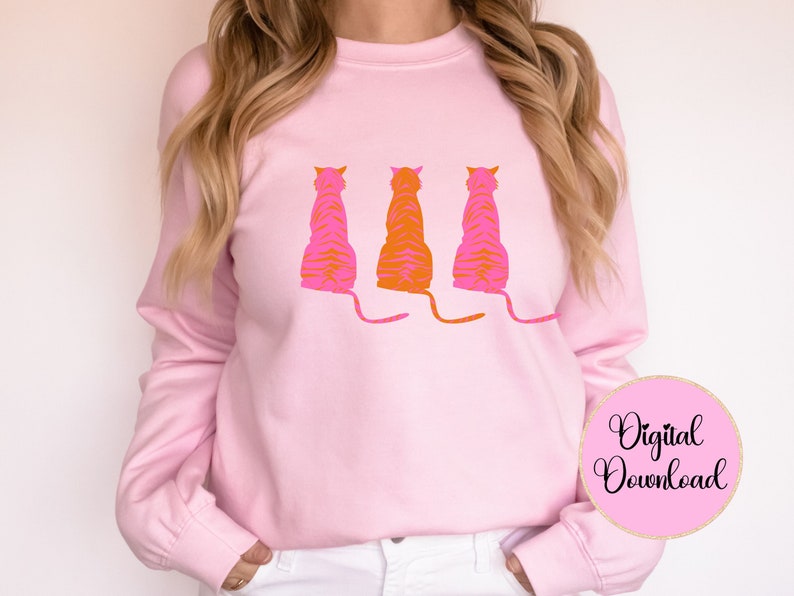 Preppy Tiger SVG File Pink and Orange Tiger Stripes Trendy Png - Etsy