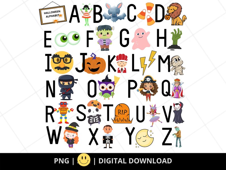 Teacher Alphabet PNG Bundle: Fall, Halloween, Christmas (digital ...