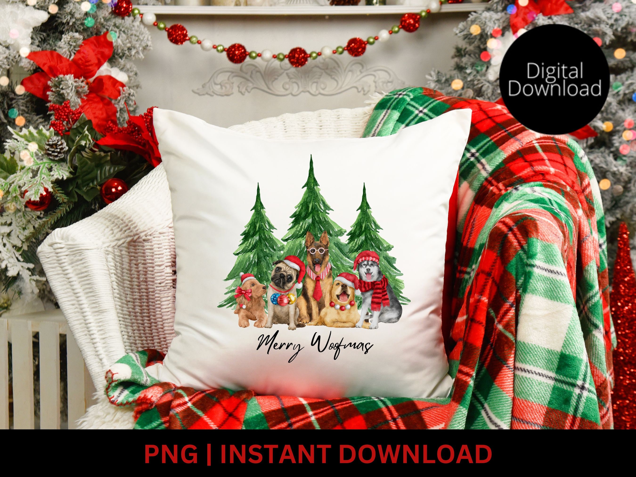 Merry Woofmas Png Christmas Dog Clipart Png Dog Bandana Png - Etsy