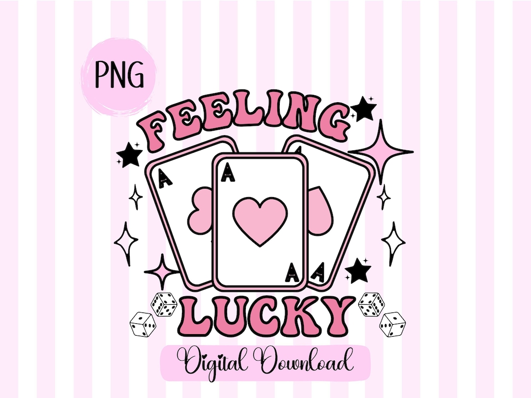 Feeling Lucky Png Playing Cards Png Pink Preppy Png Cute Valentine Png ...