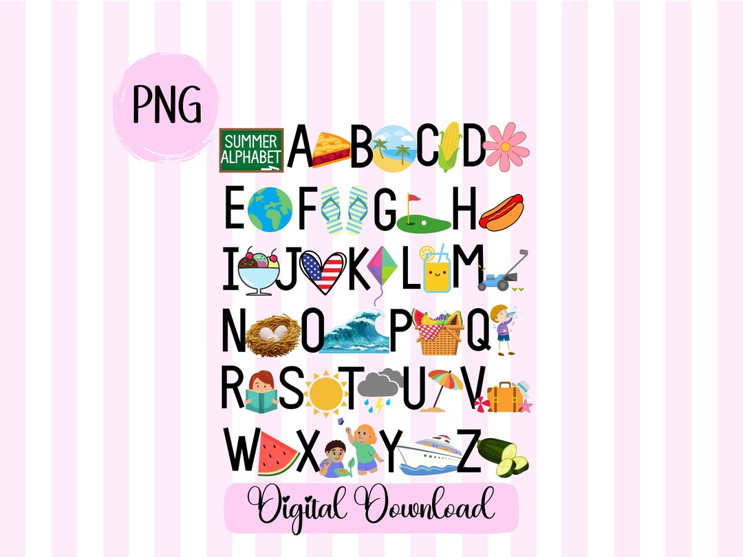 Summer Alphabet PNG: Teacher Homeschool Printable (digital Download) - Etsy