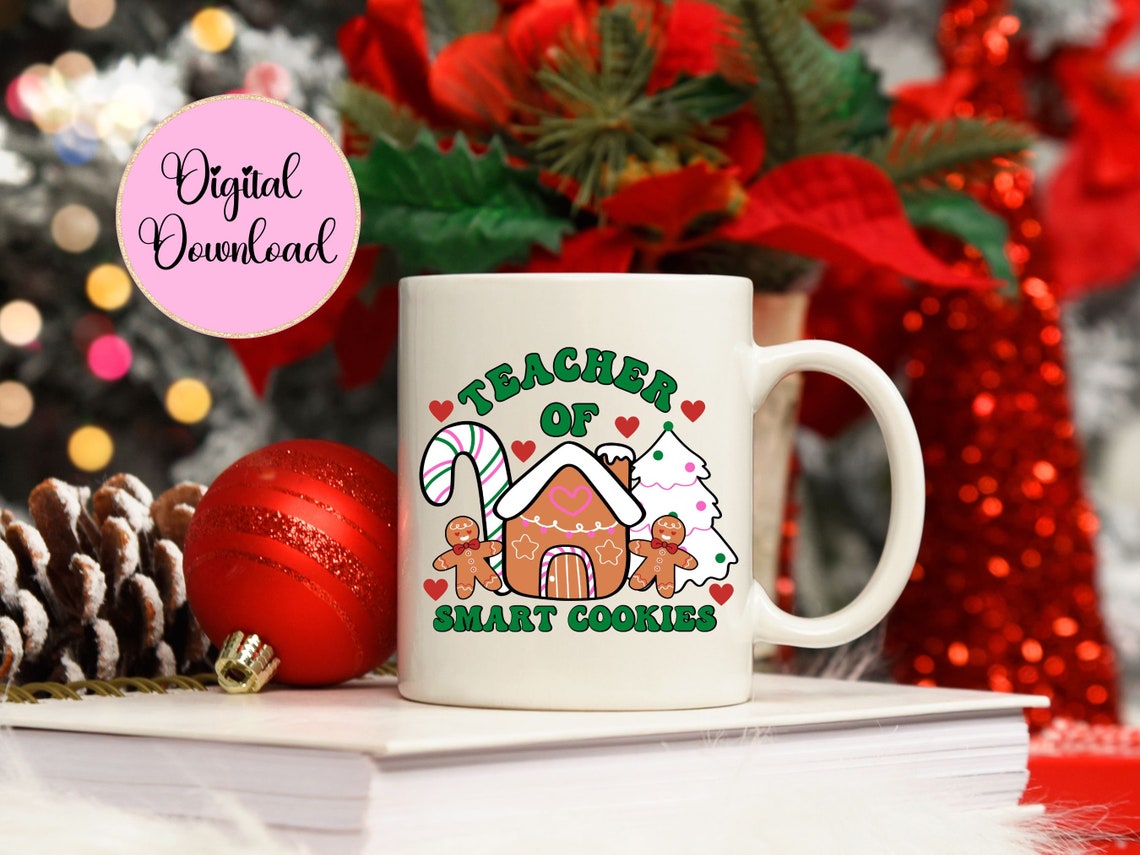 Christmas Teacher PNG Teacher of Smart Cookies Christmas Santa - Etsy