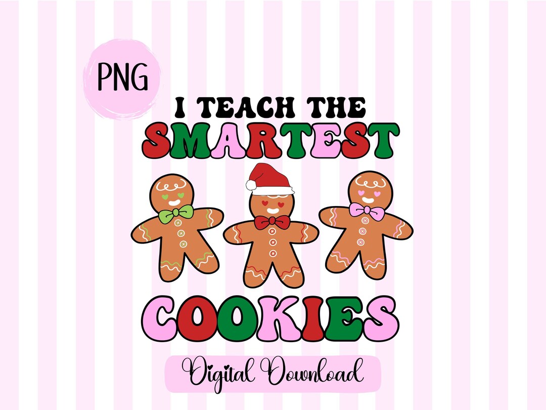 Christmas Teacher Gingerbread Cookies PNG: Retro Santa Design (digital ...