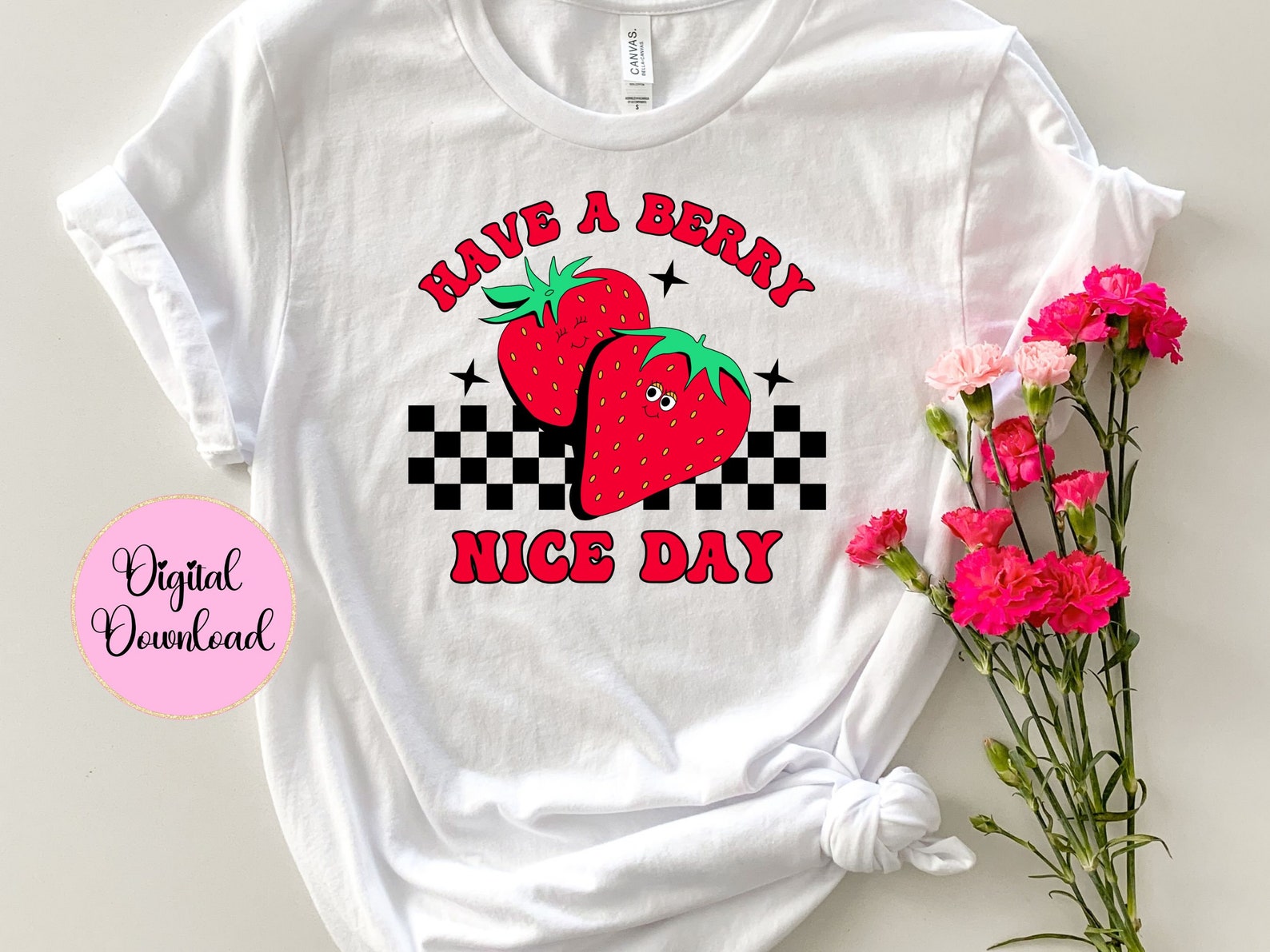 Have a Berry Nice Day PNG: Strawberry Picking Retro Design (digital ...