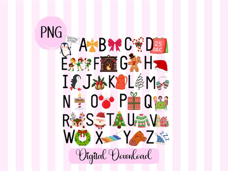 Christmas Alphabet PNG: Teacher Holiday Shirt Sublimation (digital ...
