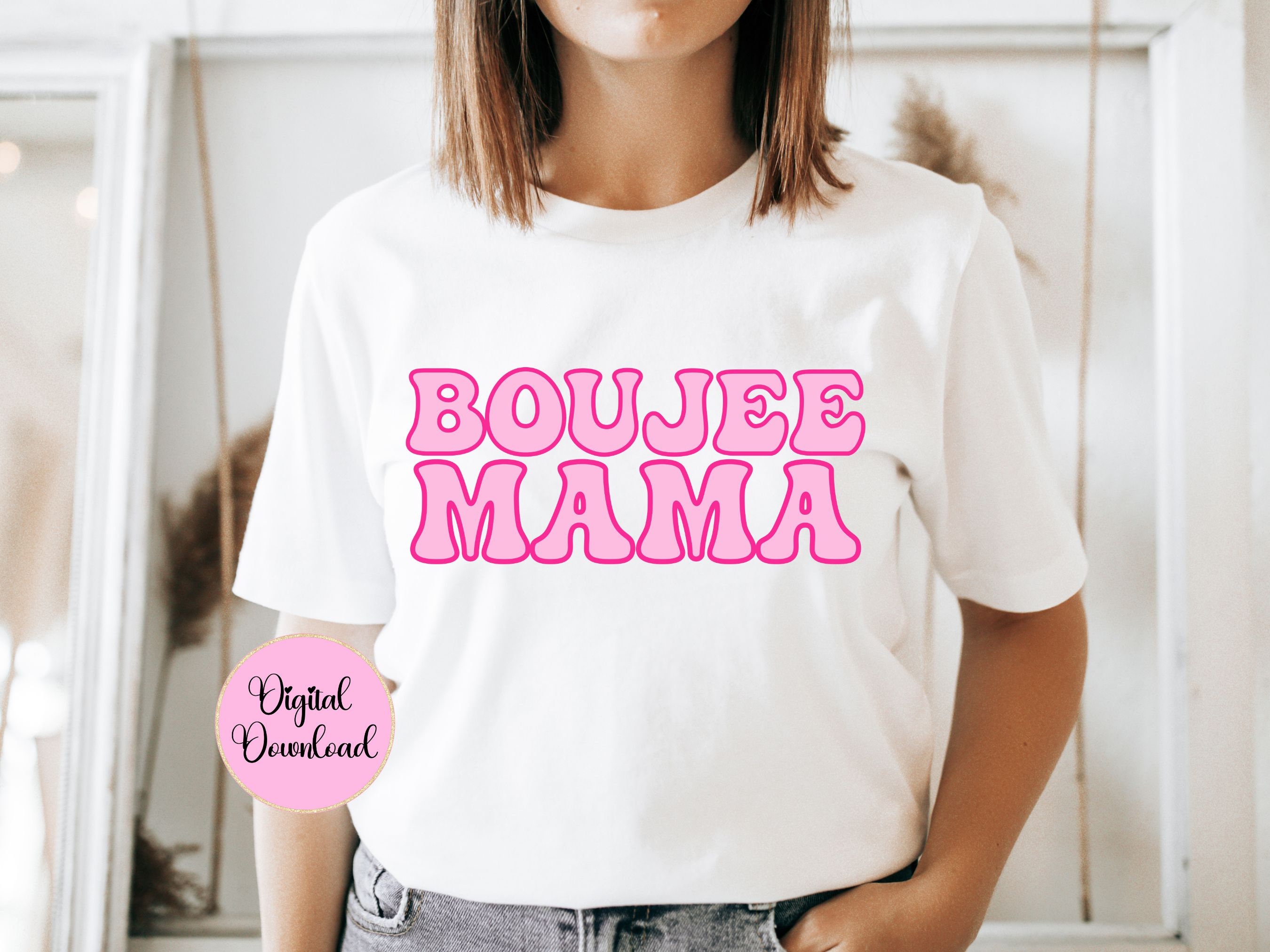 Boujee Mama PNG Pink Preppy Png Retro Font Graphic Girly Pink Graphic ...