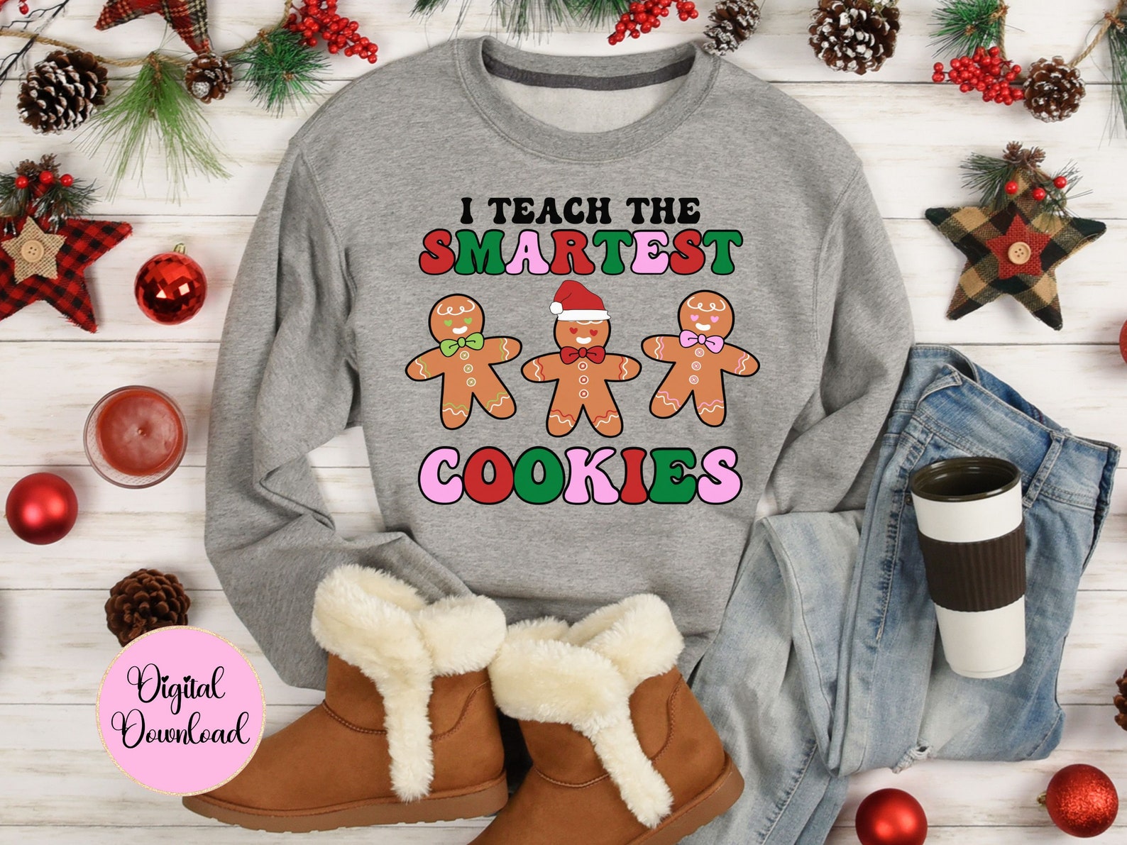 Christmas Teacher PNG Teacher of Smart Cookies Christmas Santa - Etsy