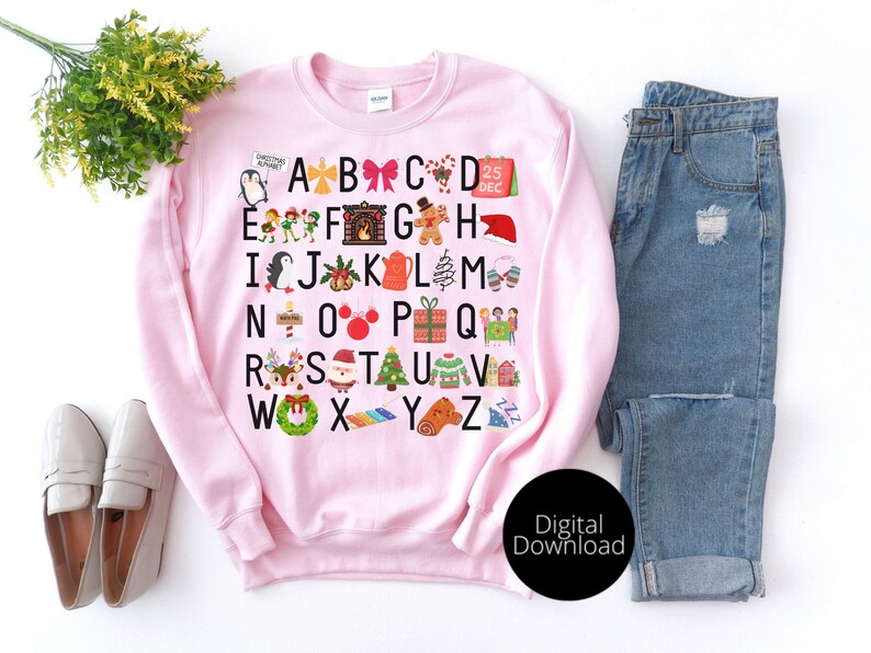 Christmas Alphabet PNG: Teacher Holiday Shirt Sublimation (digital ...