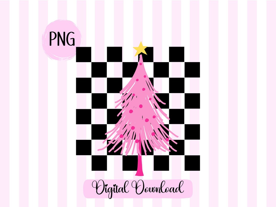 Pink Christmas Tree PNG: Checkered Preppy Design (digital Download) - Etsy