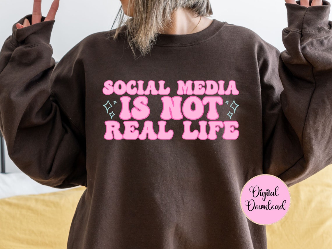Social Media is Not Real Life PNG Retro Hot Pink Quote PNG - Etsy