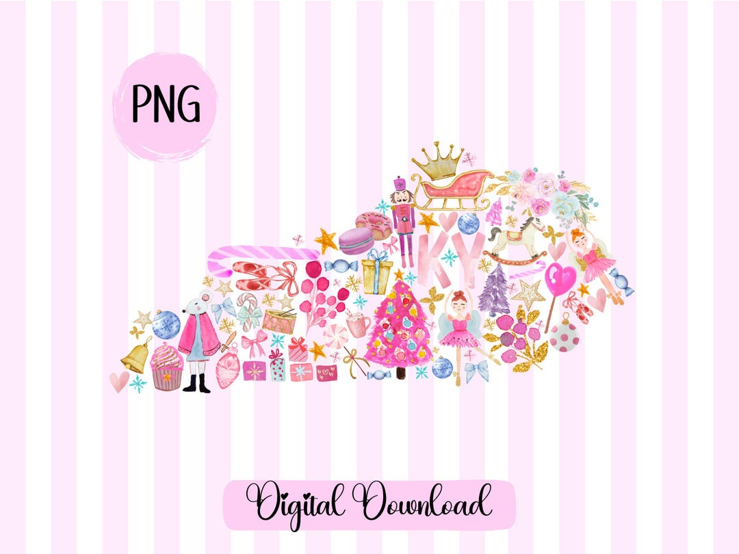 Kentucky Nutcracker Christmas Collage: Girly Watercolor PNG (digital ...