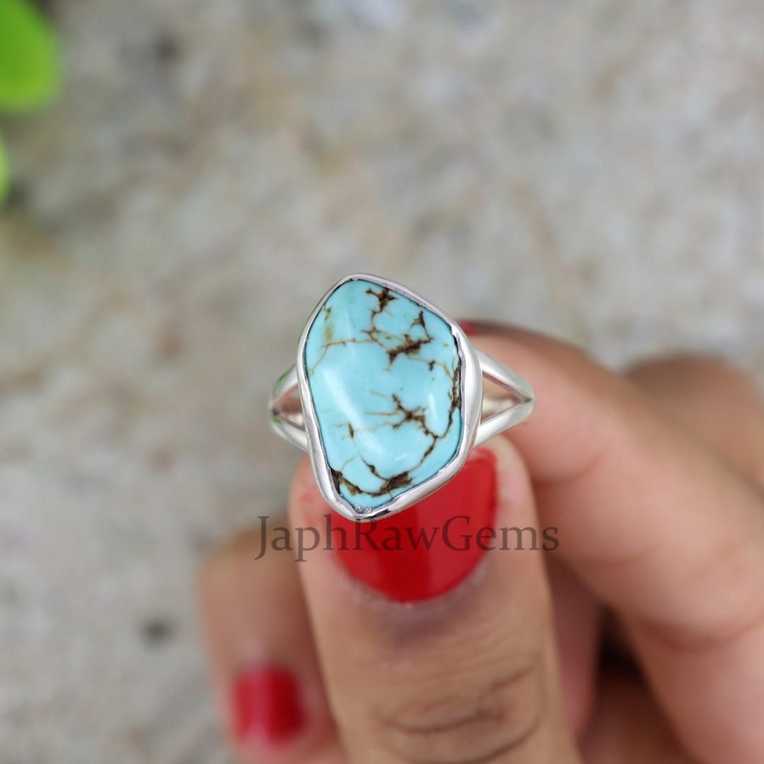 Raw Turquoise Ring: Sterling Silver Healing Crystal Ring - Etsy