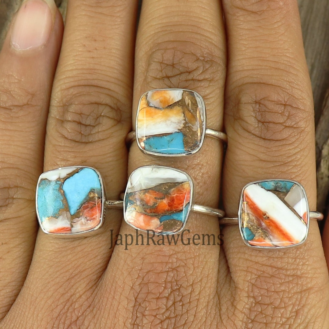 Oyster Turquoise Ring: 925 Sterling Silver Boho Cushion Ring - Etsy