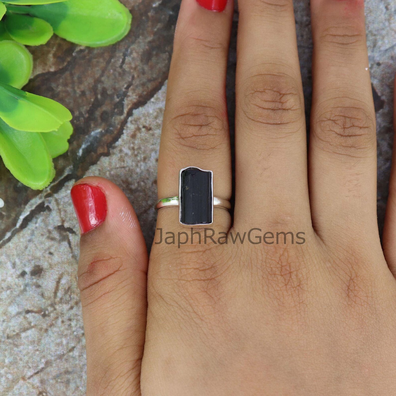 Raw Black Tourmaline Ring Rough Black Ring 925 Sterling - Etsy