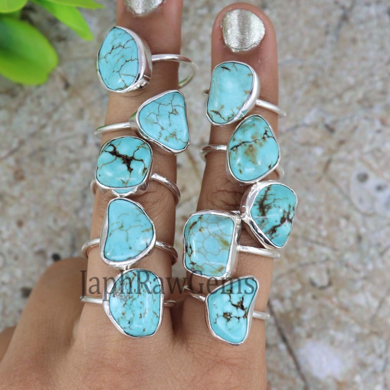 Turquoise Ring 925 Sterling Silver Ring Raw Turquoise Ring - Etsy