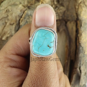 Raw Turquoise Ring: Chunky Bohemian 925 Sterling Silver - Etsy