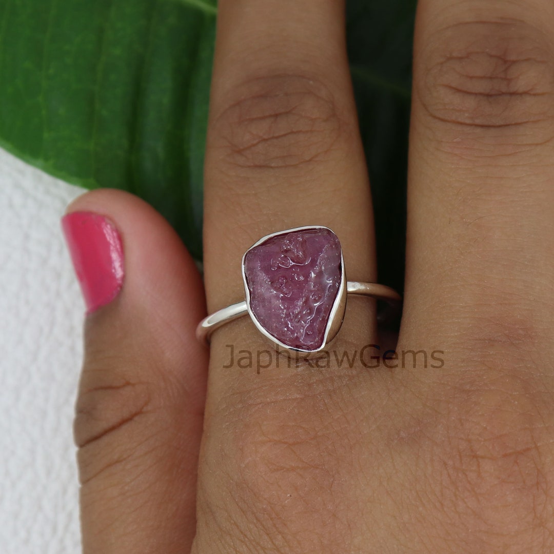 Raw Ruby Ring, Rough Ruby Ring, 925 Sterling Silver Ring, Uncut ...