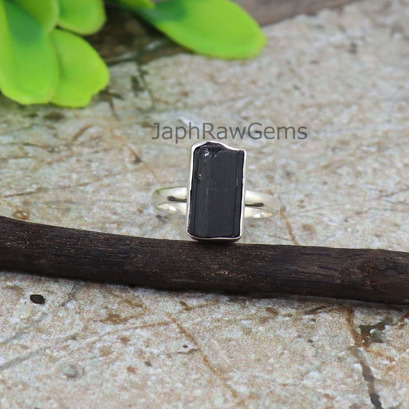 Raw Black Tourmaline Ring Rough Black Ring 925 Sterling | Etsy