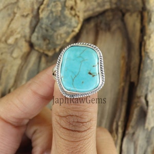 Raw Turquoise Ring: Chunky Bohemian 925 Sterling Silver - Etsy