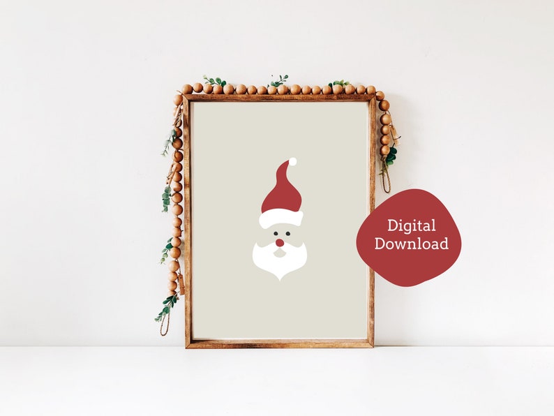 DGITAL PRINTABLE Minimalist Santa and Rudolph Christmas Wall | Etsy
