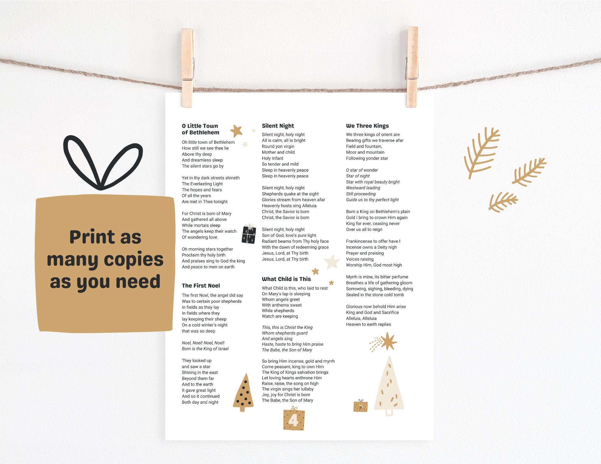 Christmas Carol Lyric Sheets: Singalong Songbook (digital Printable) - Etsy