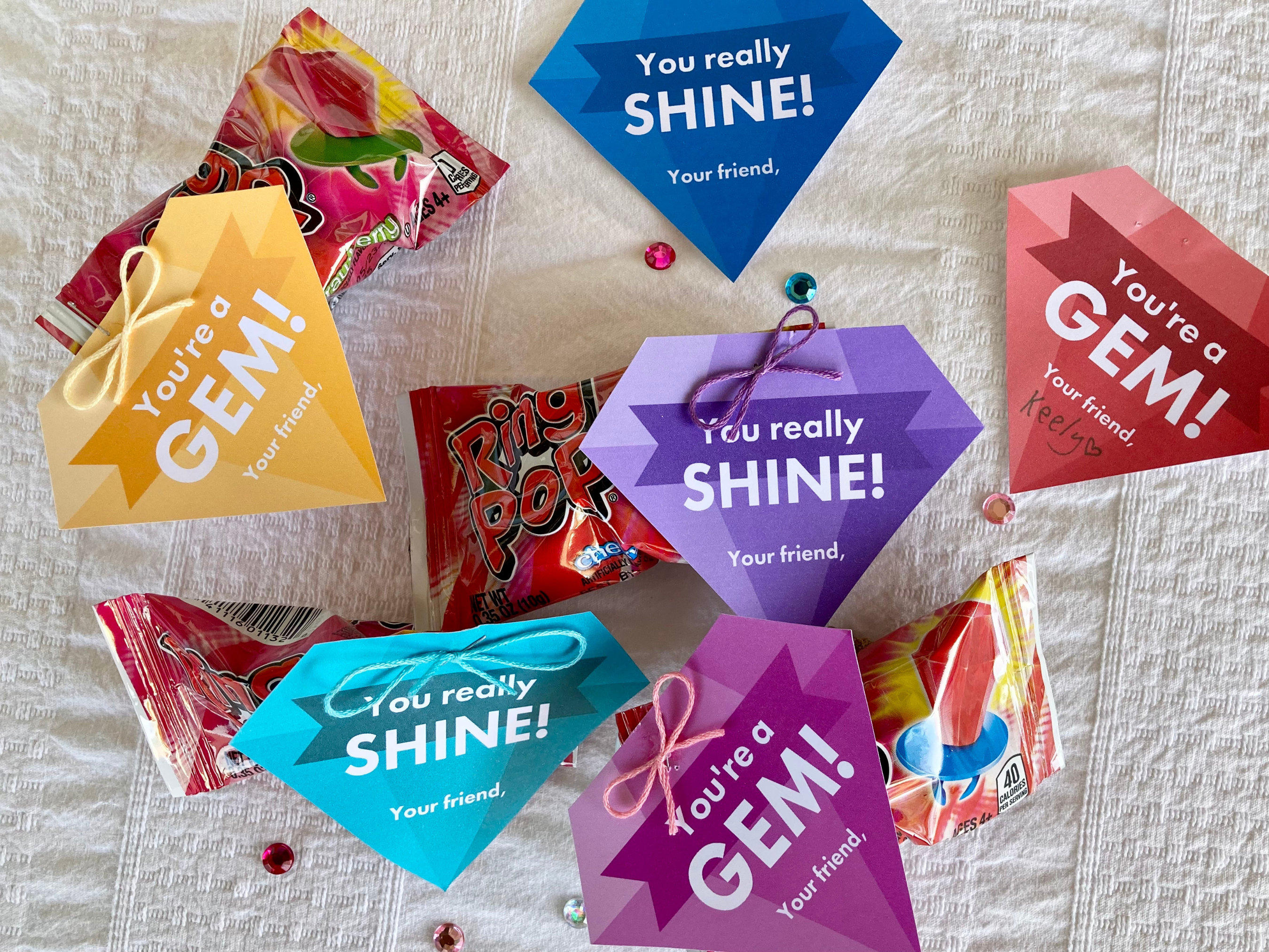 Gem Printable Valentines Day Cards Gemstone Ring Candy - Etsy