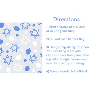 DIGITAL PRINTABLE Happy Hanukkah Banner Garland Bunting Blue and White ...