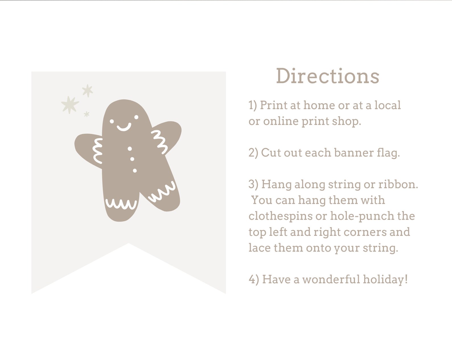 DIGITAL PRINTABLE Gingerbread Garland Gingerbread Banner Bunting Decor ...