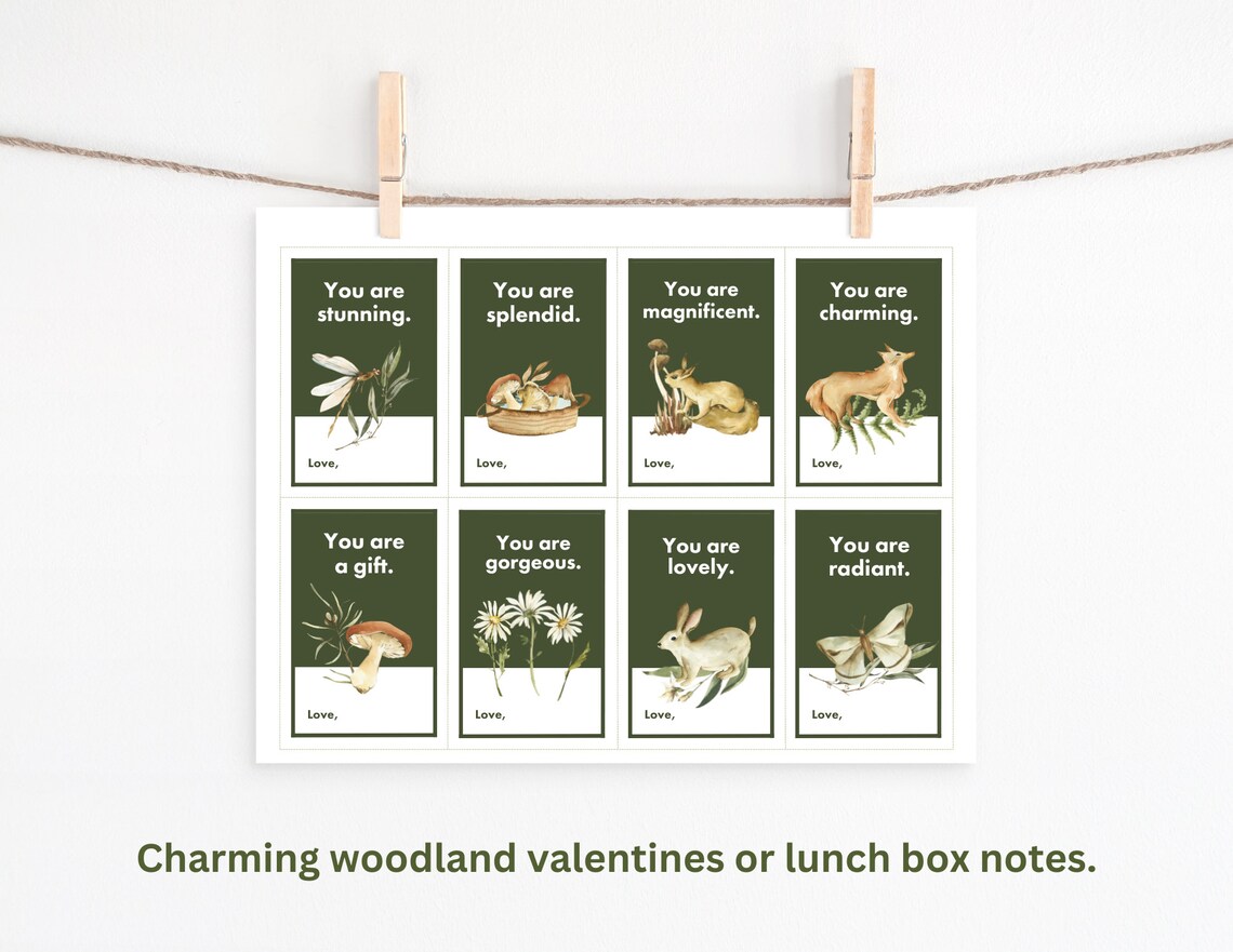 Woodland Animal Valentine Day Cards, Nature Valentines Day Cards ...